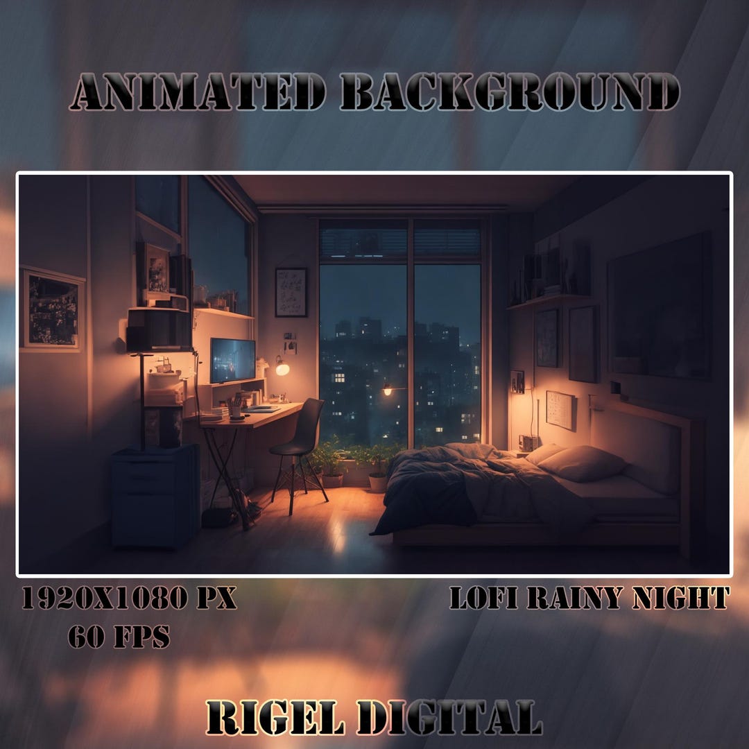 Vtuber Animated Background | Lofi Rainy Night | Looped Vtuber Twitch ...