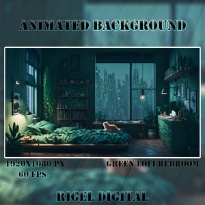 Vtuber Animated Background | Green Lofi Bedroom | Looped Vtuber Twitch ...
