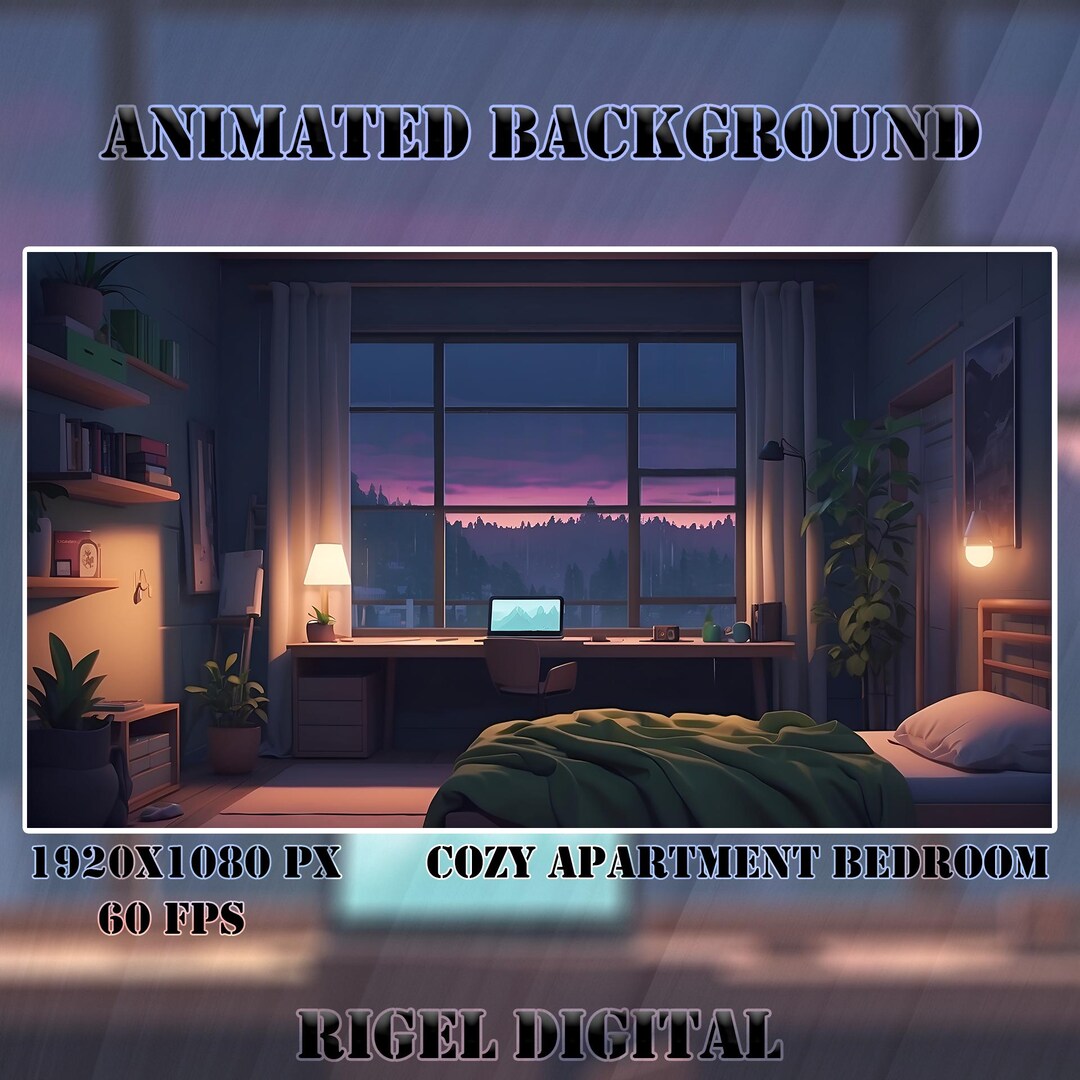 Vtuber Animated Background | Cozy Apartment Bedroom | Looped Vtuber ...