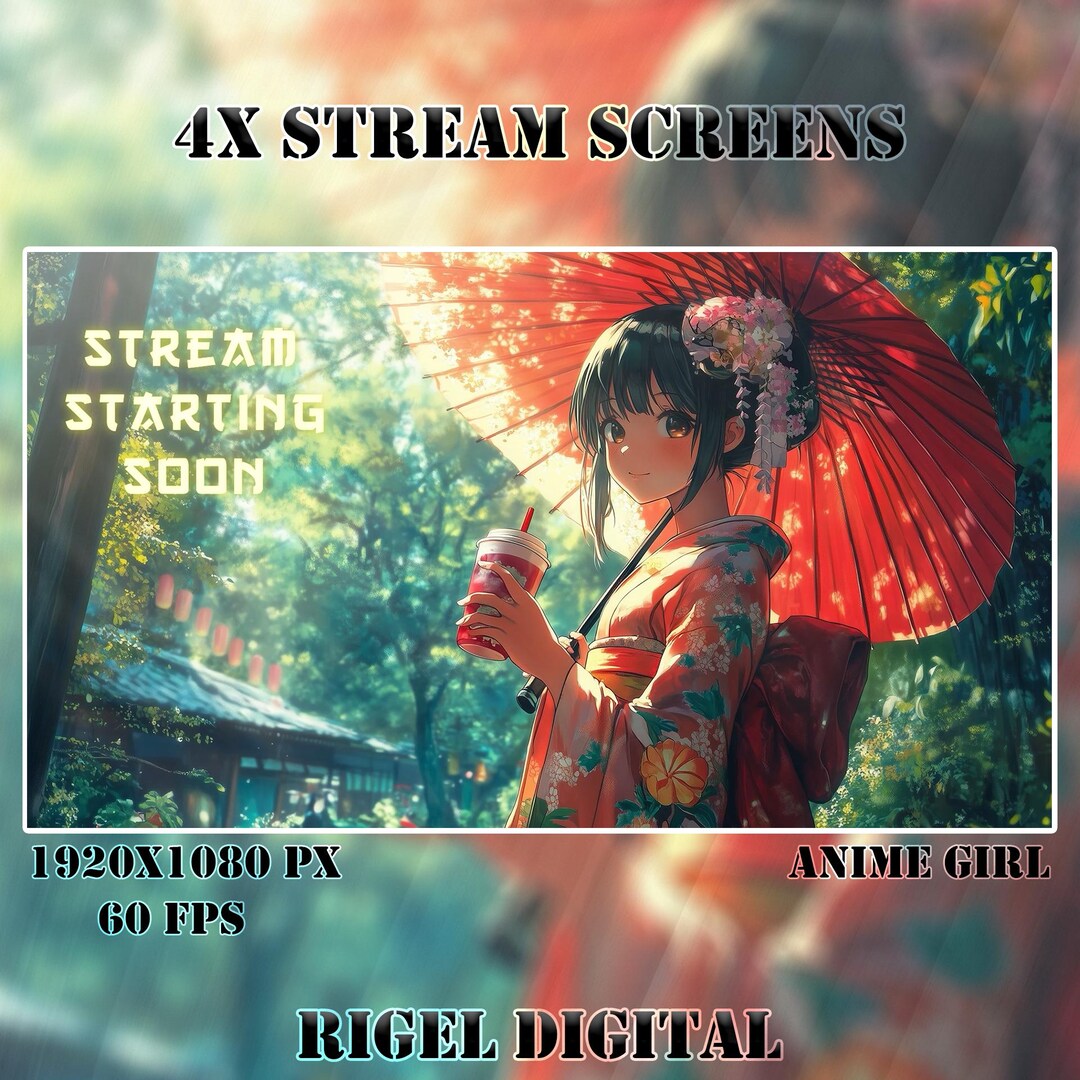 4x Animated Stream Screens | Anime Girl | Stream Package | Twitch ...