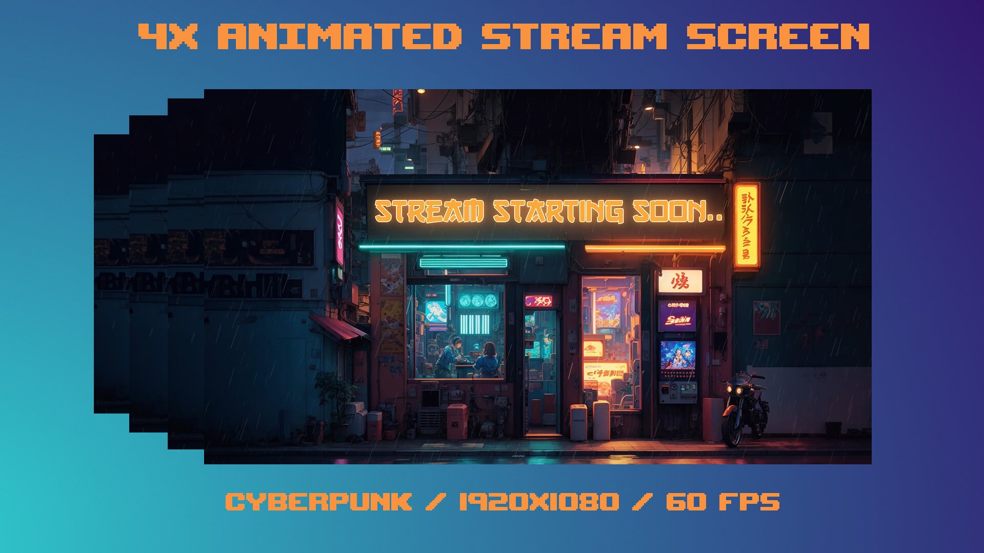 4x Animated Stream Screens Cyberpunk City Stream Package Twitch Stream ...