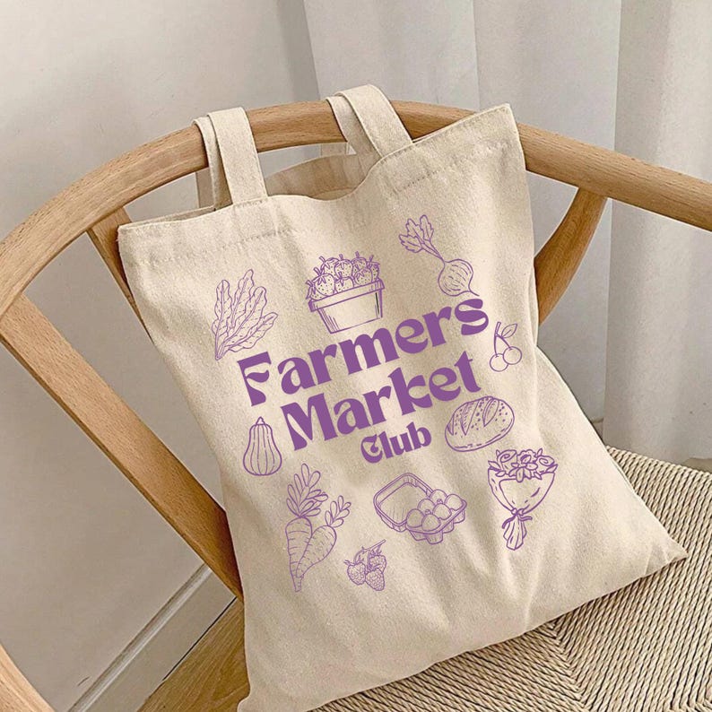 Farmers Market Club, Retro Farmer's Market Tote Bag, Support Local ...