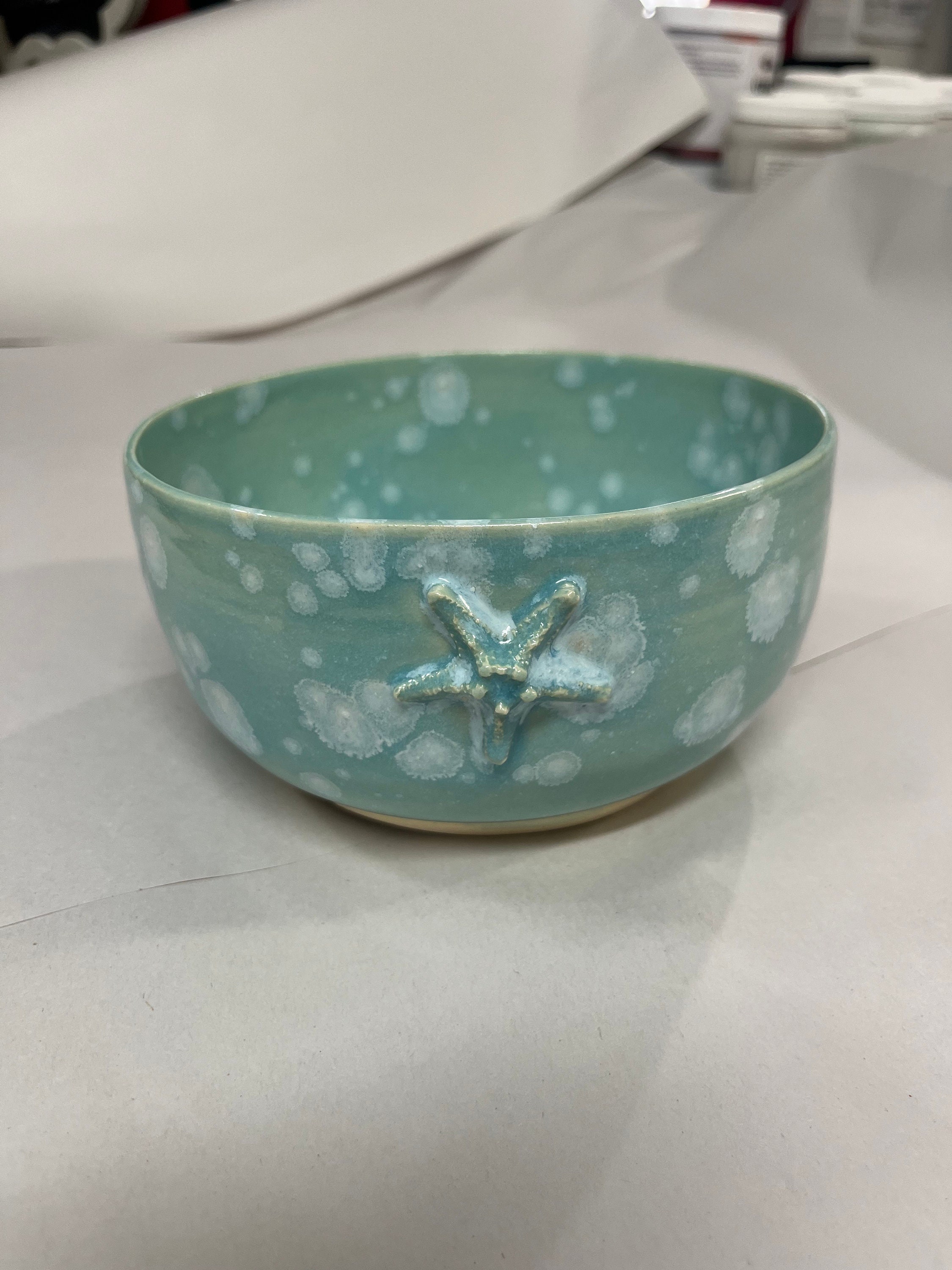 Handmade Pottery 6 Bowl Coastal Turquoise Starfish Wheel Thrown Beach ...