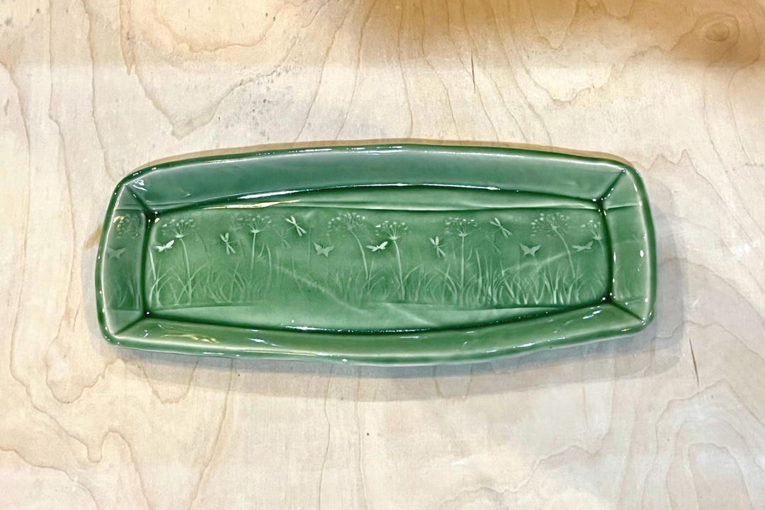 10” Handmade Pottery Tray Stoneware Cracker Garden Tray Vanity Tray ...