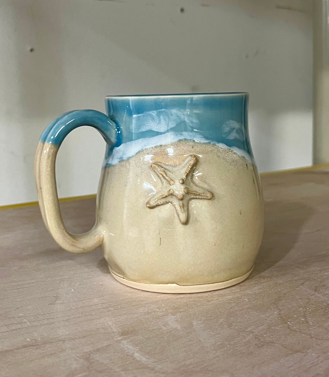 Beach Handmade Stoneware Mug Wheel Thrown Starfish Pottery Large ...