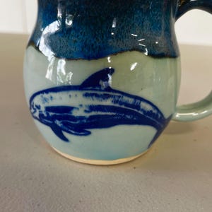 Dolphin Handmade Stoneware Mug Wheel Thrown Navy Blue Pottery Large ...