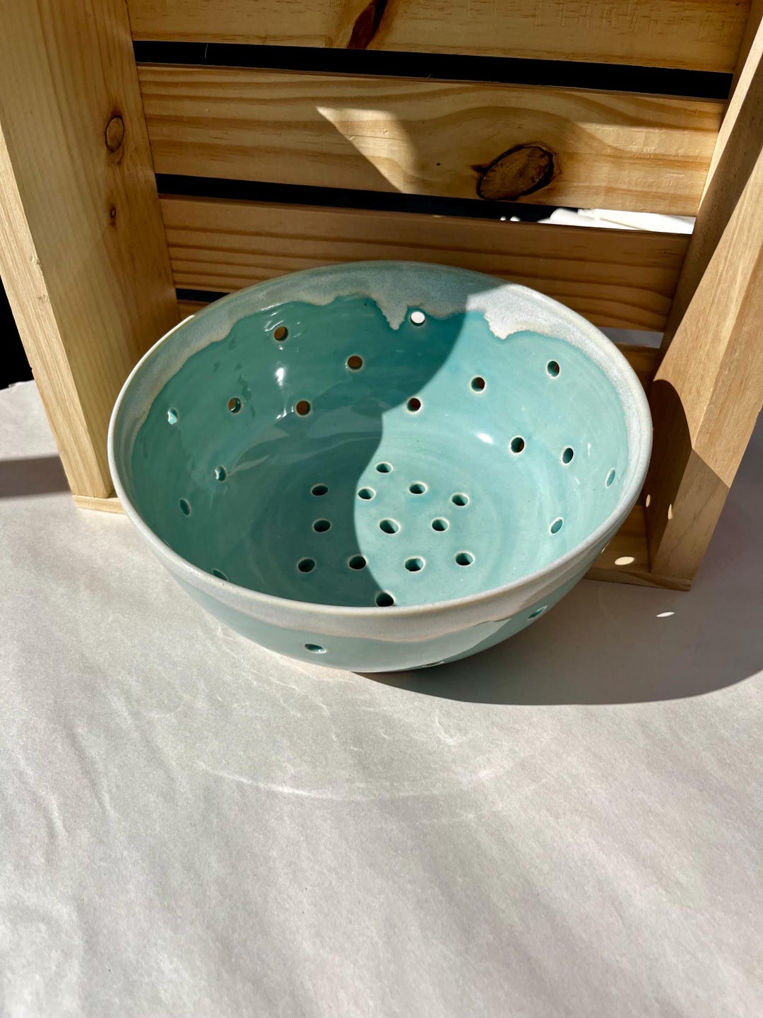 Handmade 8 Berry Bowl Stoneware Pottery Ceramic Wheel Thrown Turquoise ...