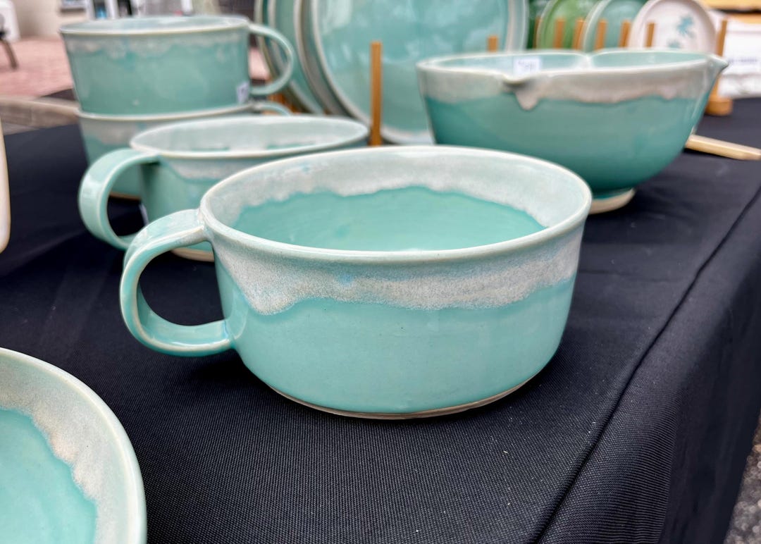 Handmade Soup and Chili Chowder Stoneware Bowl Pottery Soup Mug 2 Cups ...