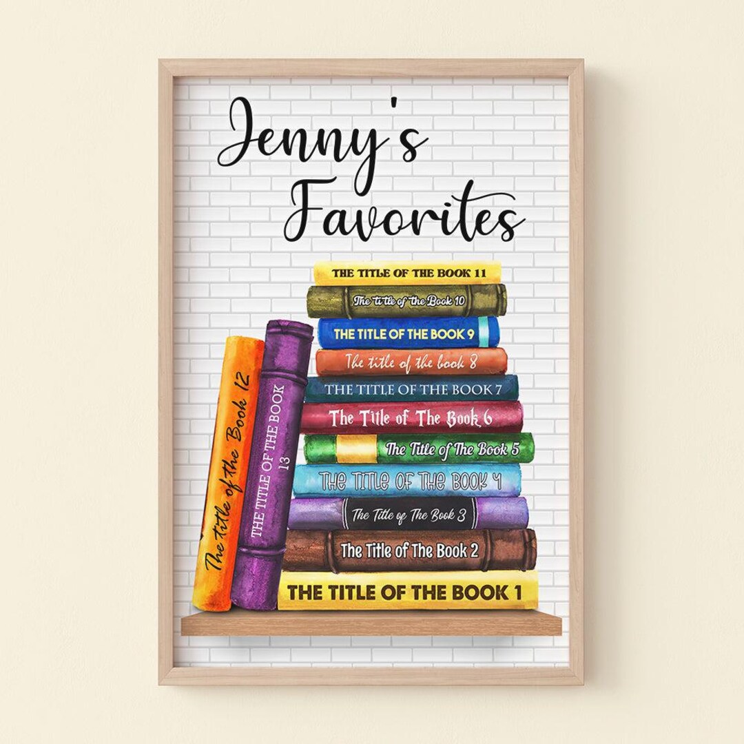 Personalized Book Titles Poster, Custom Book Lover Print, Literary ...