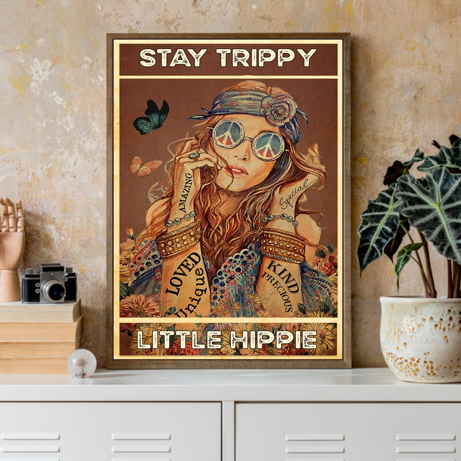 Hippie Vintage Digital Files Poster, Stay Trippy Little Hippie Print ...