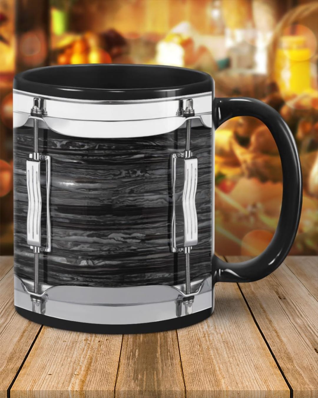 Black Vintage Drum 15oz Mug, Funny Drumming Gifts, Gift for Drummer ...