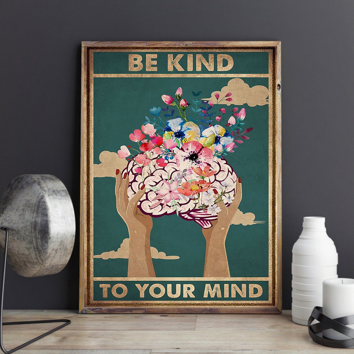 Be Kind to Your Mind Vintage Digital Poster, Mental Health Poster ...
