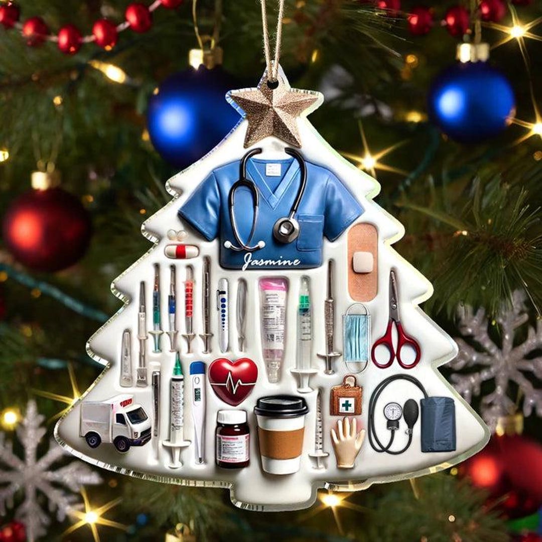 Personalized Nurse Tree Christmas Ornament, Personalized Doctor Christmas Ornament With Name and ...