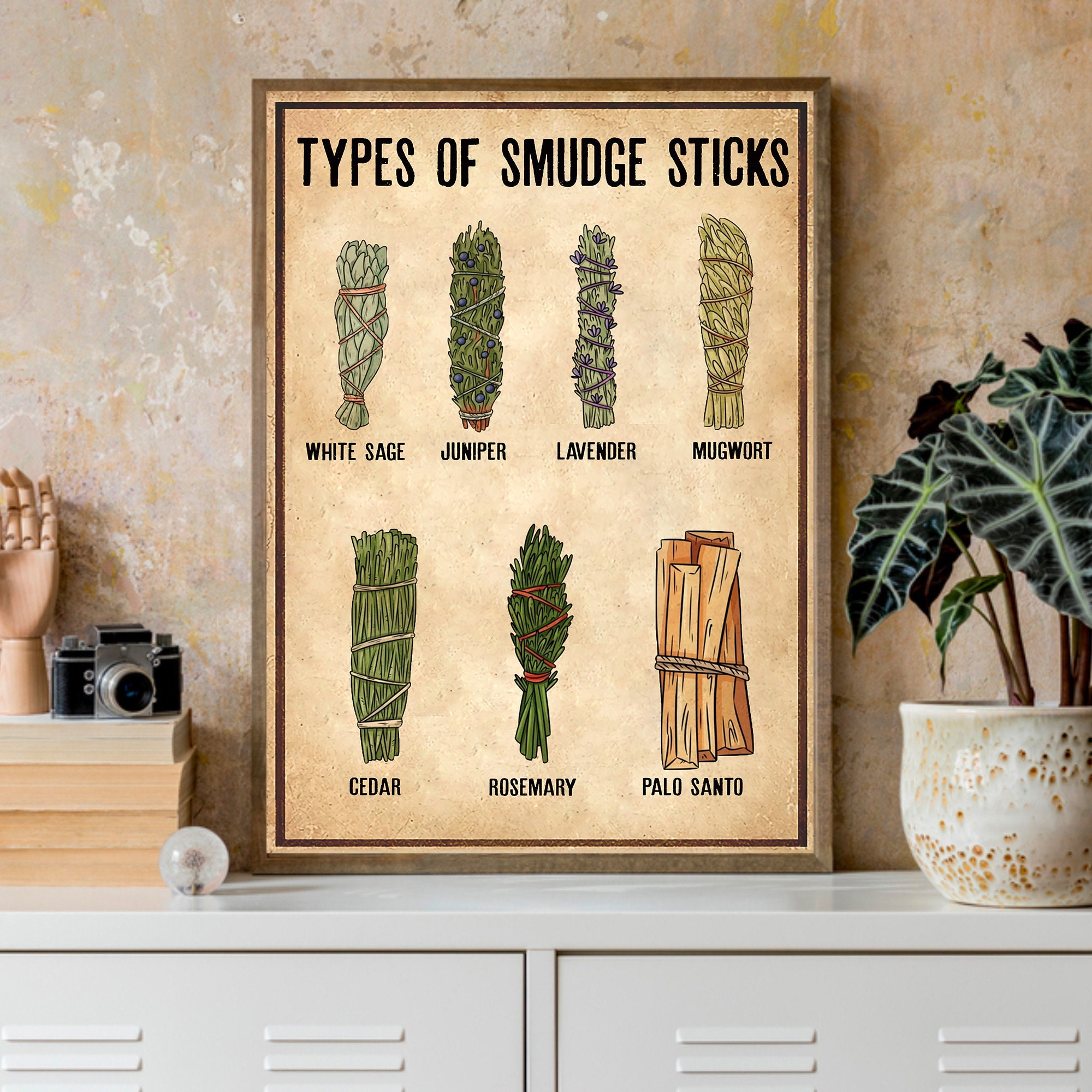 Types of Smudge Sticks Digital Files Poster, Moon Phase Meanings ...