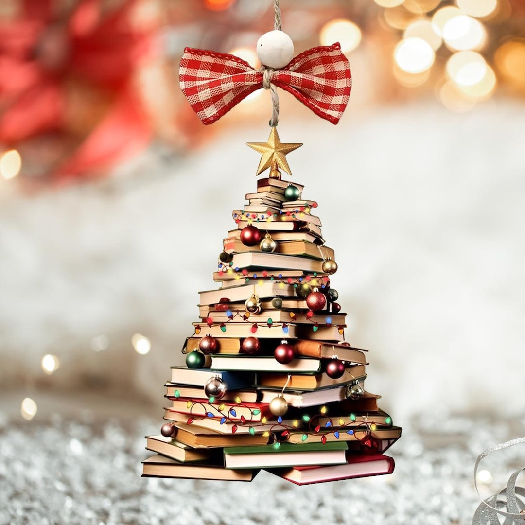 Christmas Book Tree Christmas Ornament, Custom Bookish Ornament ...