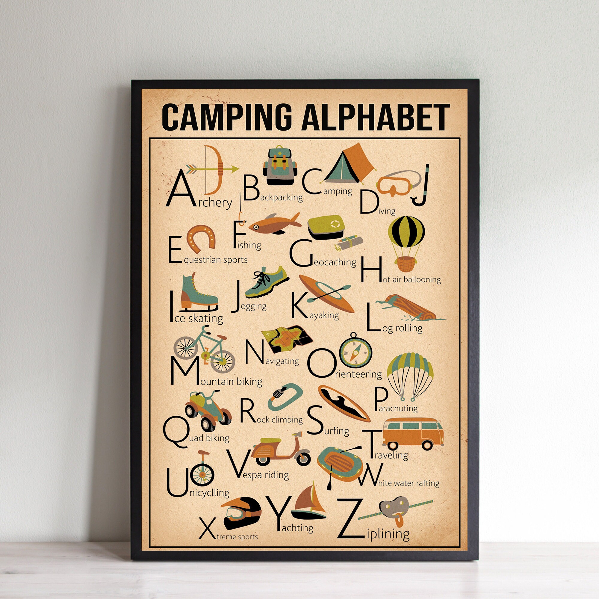 Camping Alphabet Knowledge Digital Files Vertical Print, Campfires ...