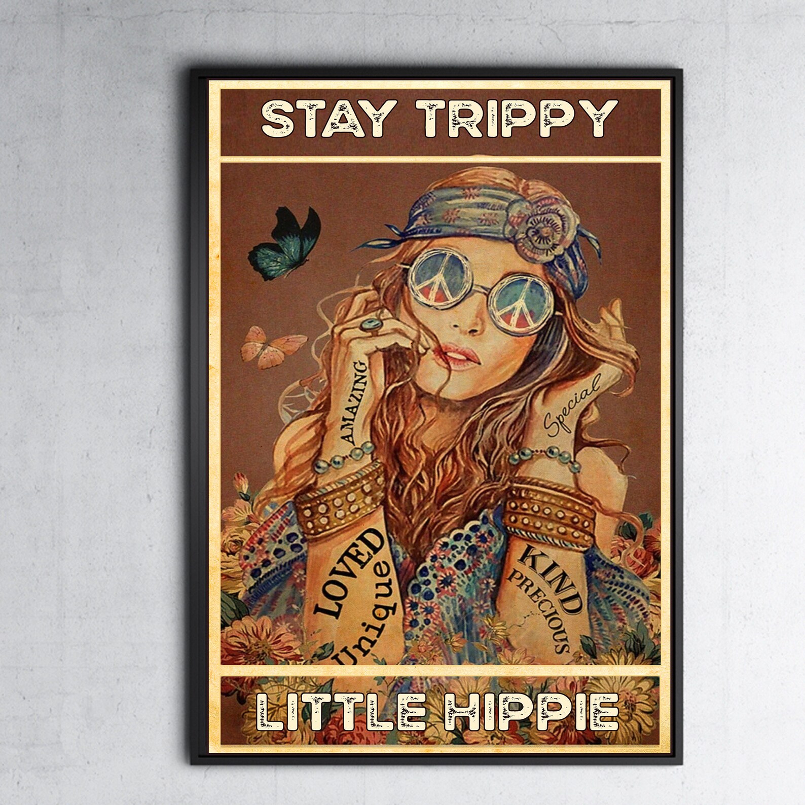 Hippie Vintage Digital Files Poster, Stay Trippy Little Hippie Print ...