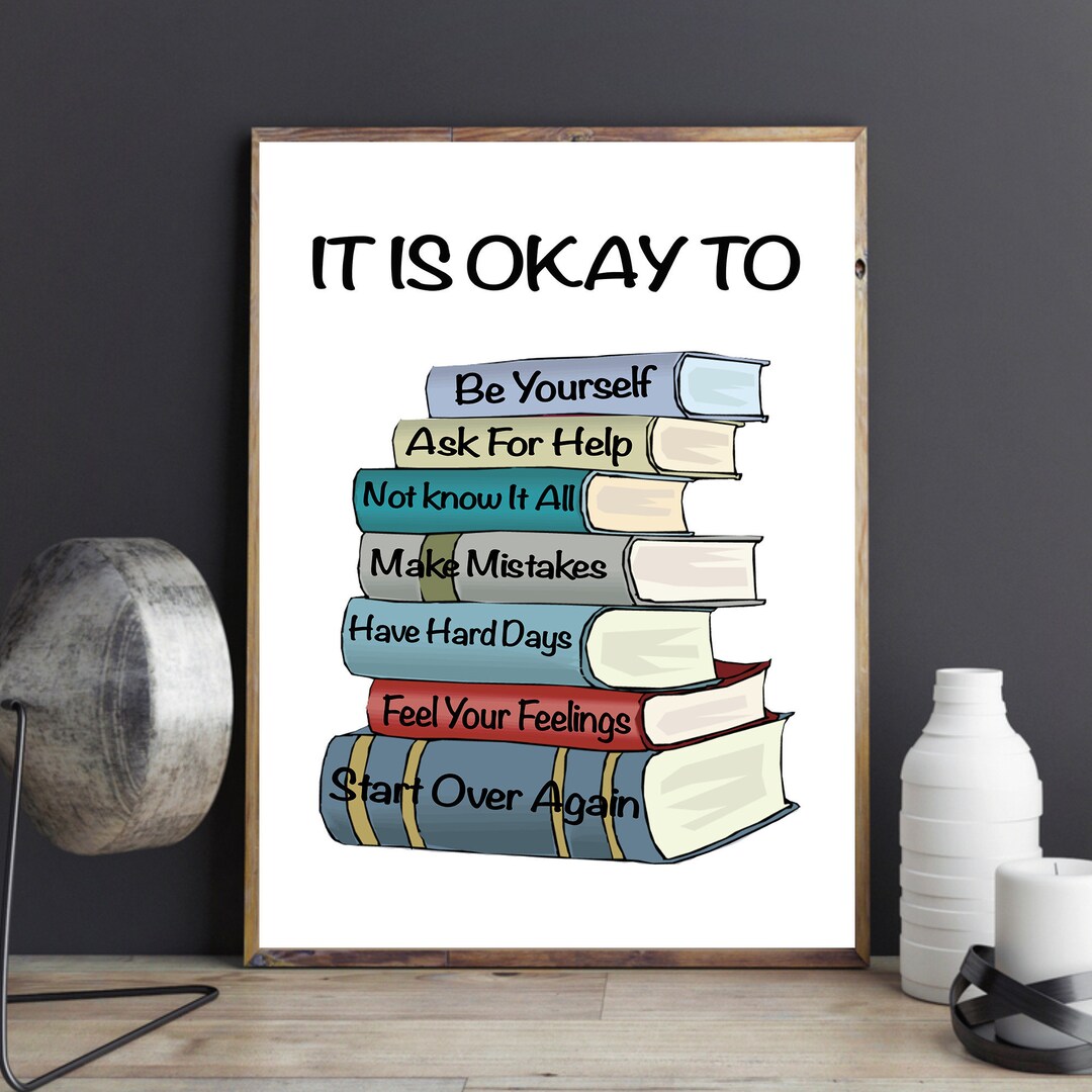 It's Okay to Not Be Okay Poster Motivational Kids Art - Etsy