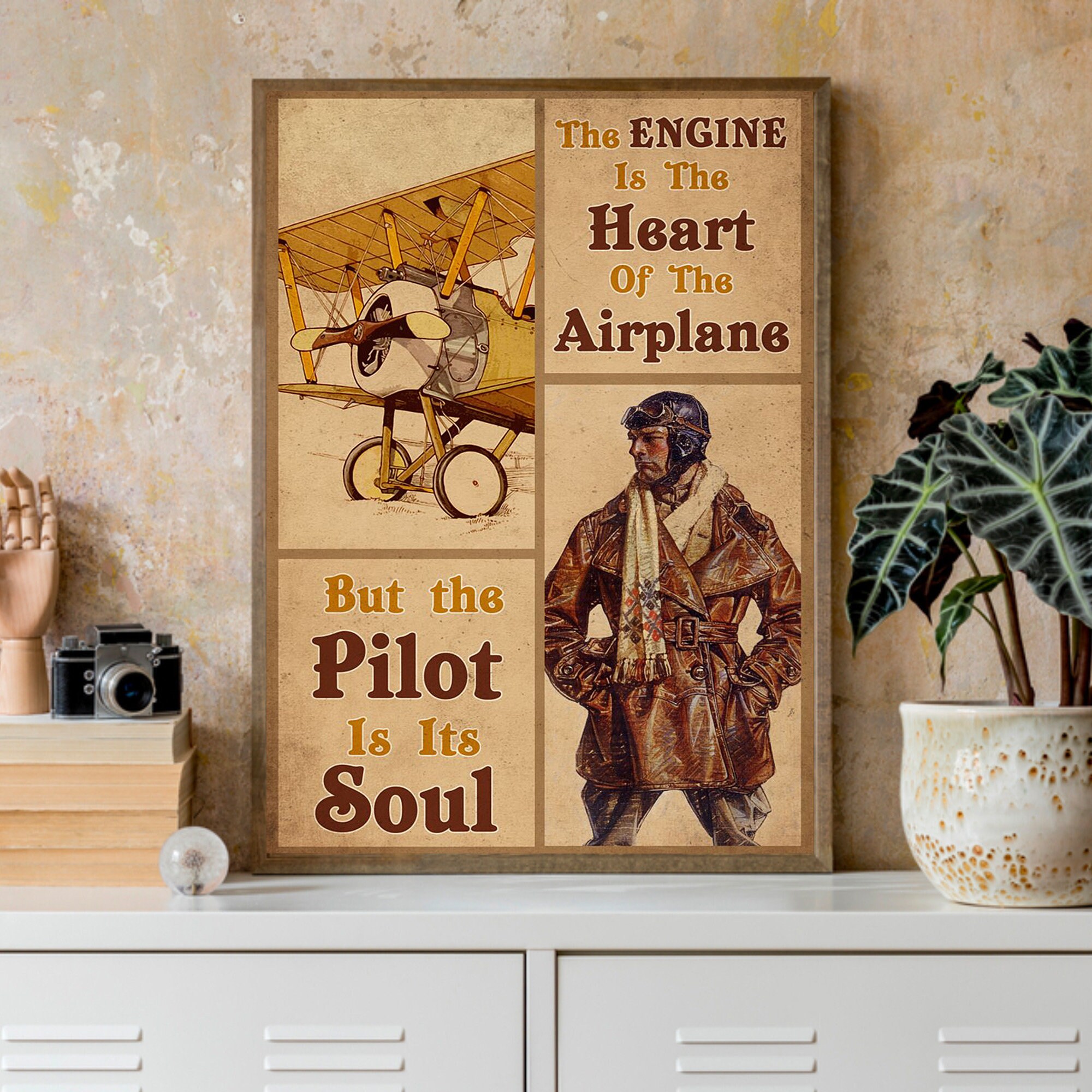 Old Man Pilot Digital Files Poster, Air Plane Vintage Print, Pilot ...