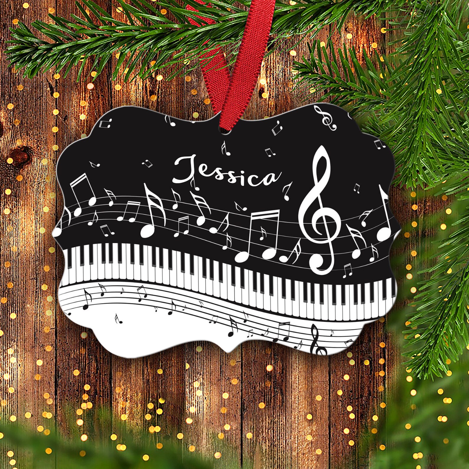Personalized Piano Keys Aluminum Ornament, Piano Christmas Ornament ...