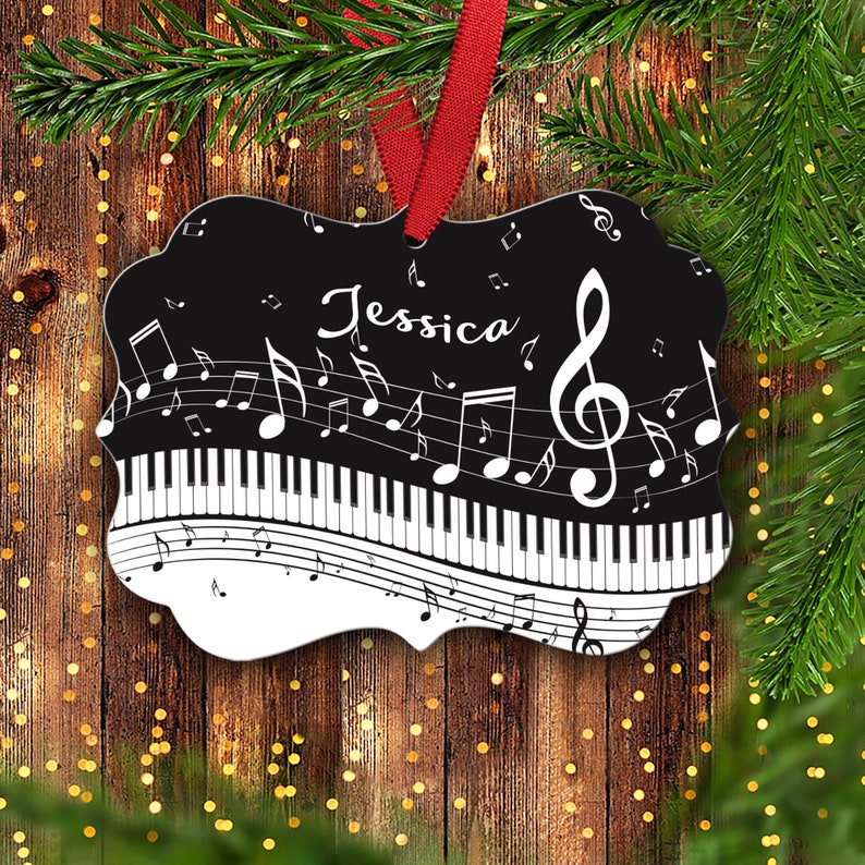 Personalized Piano Keys Aluminum Ornament, Piano Christmas Ornament ...