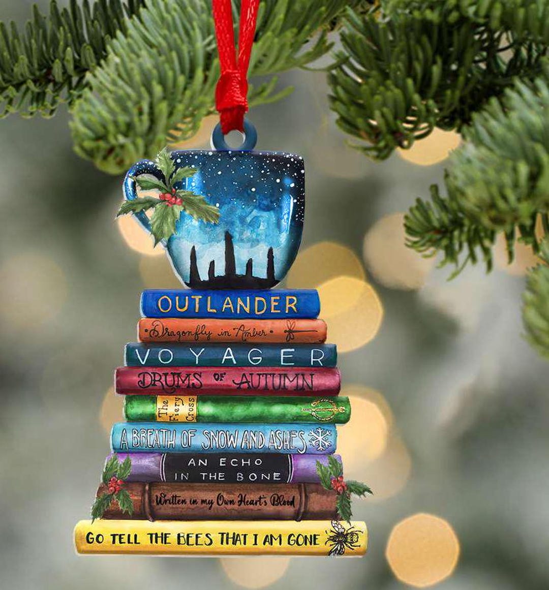 Personalized Book Titles Christmas Ornament, Custom Bookish Ornament ...