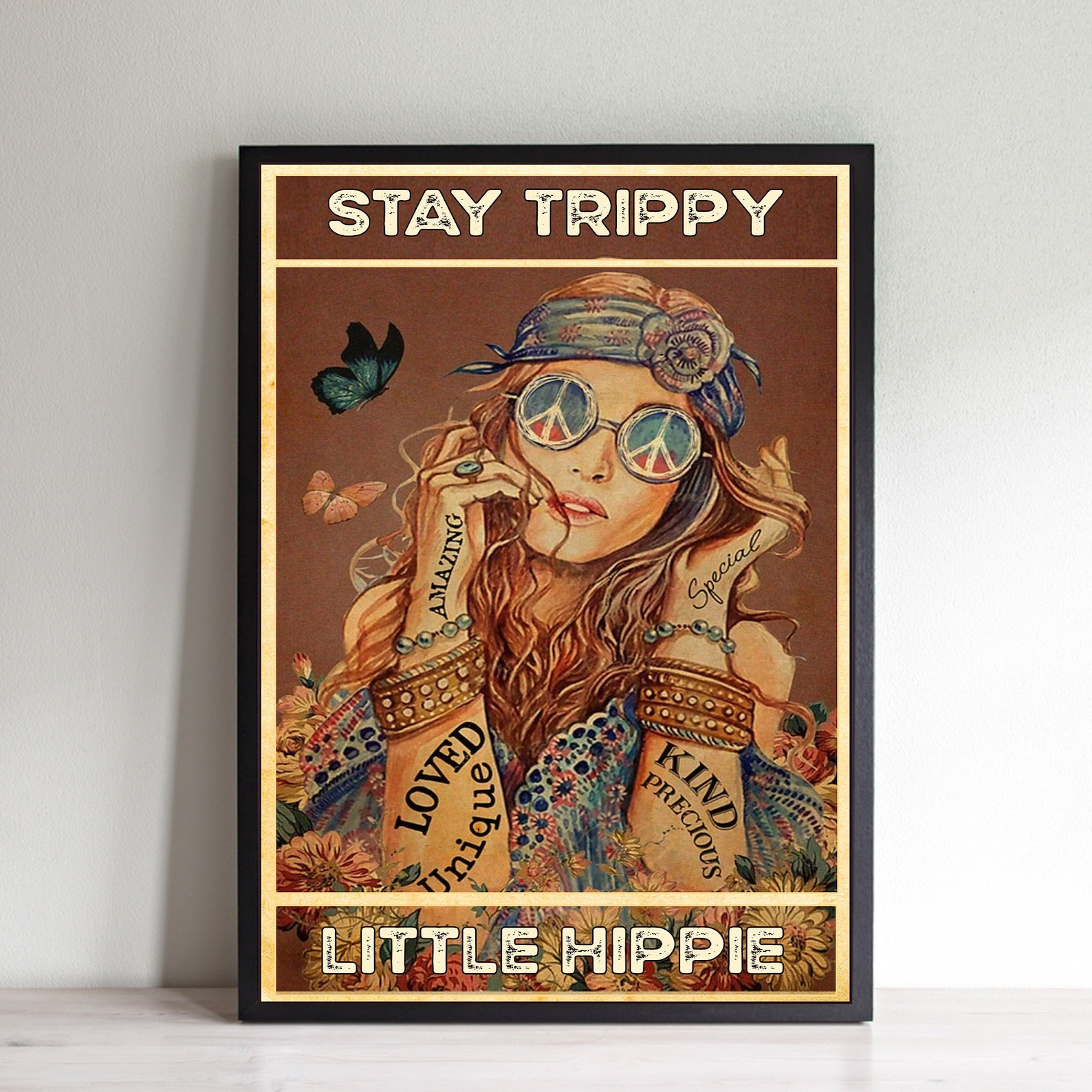 Hippie Vintage Digital Files Poster, Stay Trippy Little Hippie Print ...
