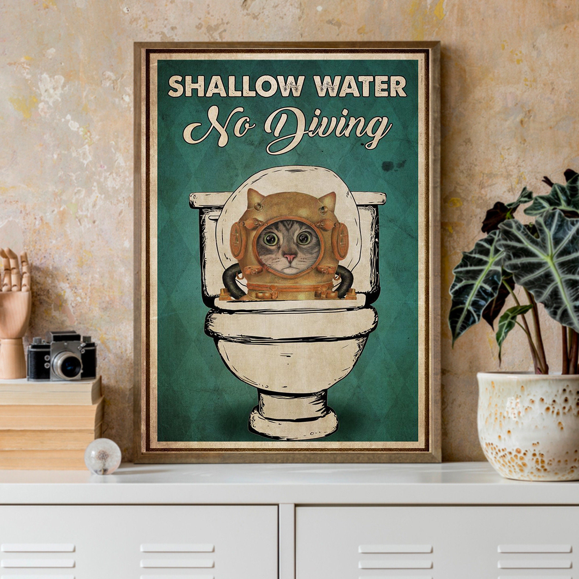 Funny Cat Nice Shallow Water No Diving Digital Files Poster, Pooping ...