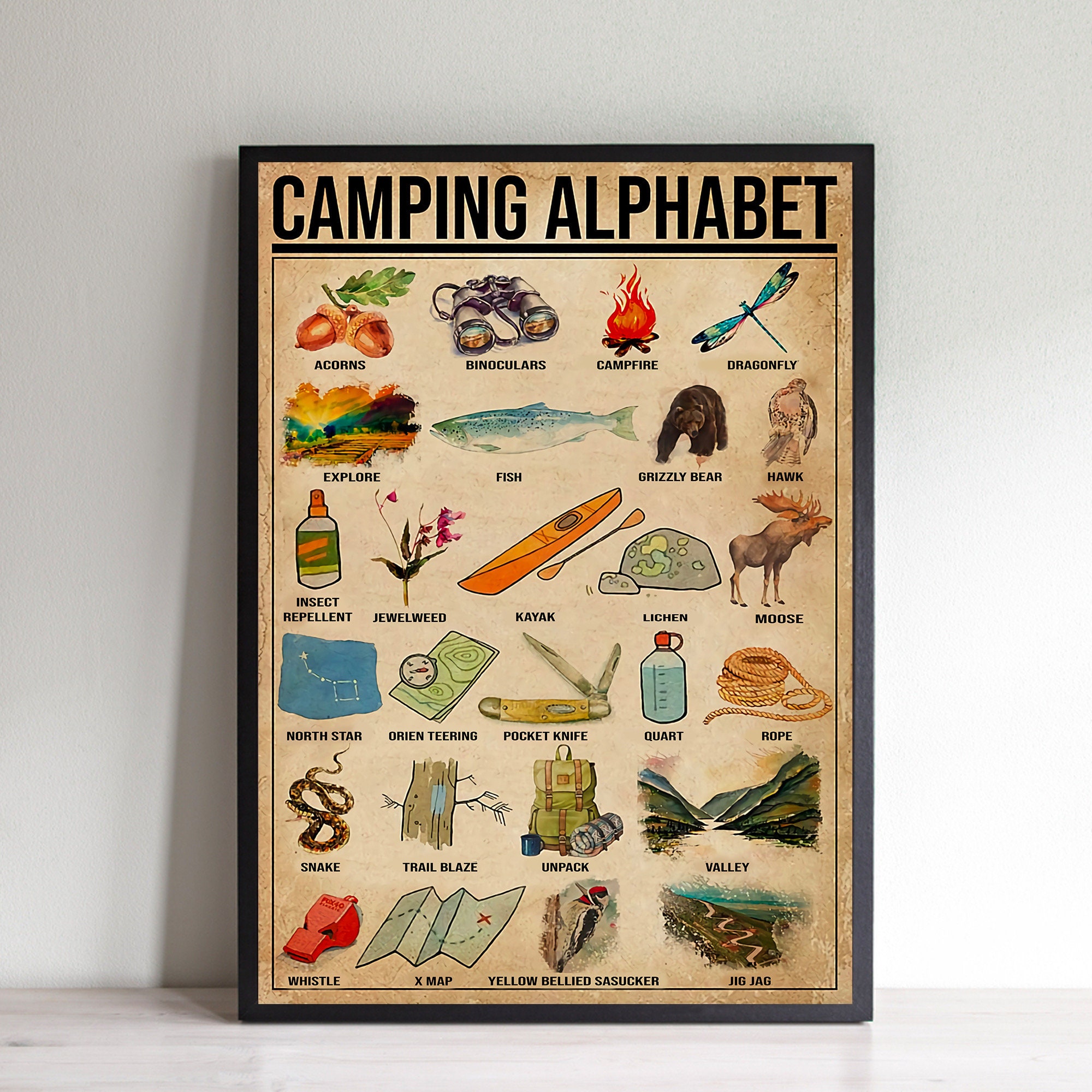 Camping Alphabet Knowledge Digital Files Vertical Print, Campfires ...