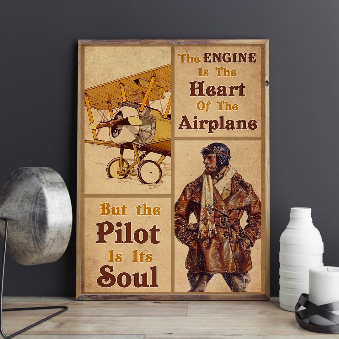 Old Man Pilot Digital Files Poster, Air Plane Vintage Print, Pilot ...