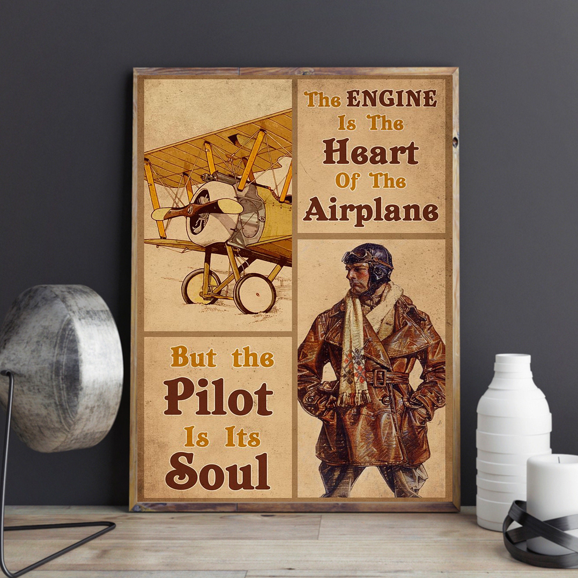 Old Man Pilot Digital Files Poster, Air Plane Vintage Print, Pilot ...