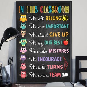 In This Class We Are A Team Vintage Poster, Teacher Thank You Print ...