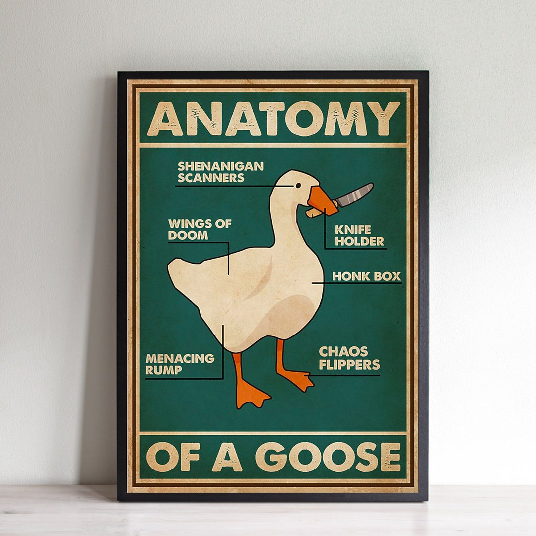 Anatomy of A Goose Digital Files Poster, Cute Goose Wall Print, Funny ...