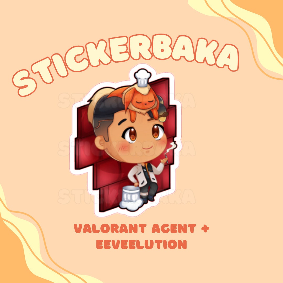 Valorant Phoenix & Flareon Chef Sticker, Chibi Eeveelution Valorant ...