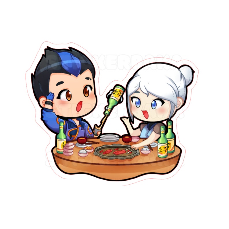 Chibi Yoru & Jett at Korean BBQ, SBC0001 - Etsy