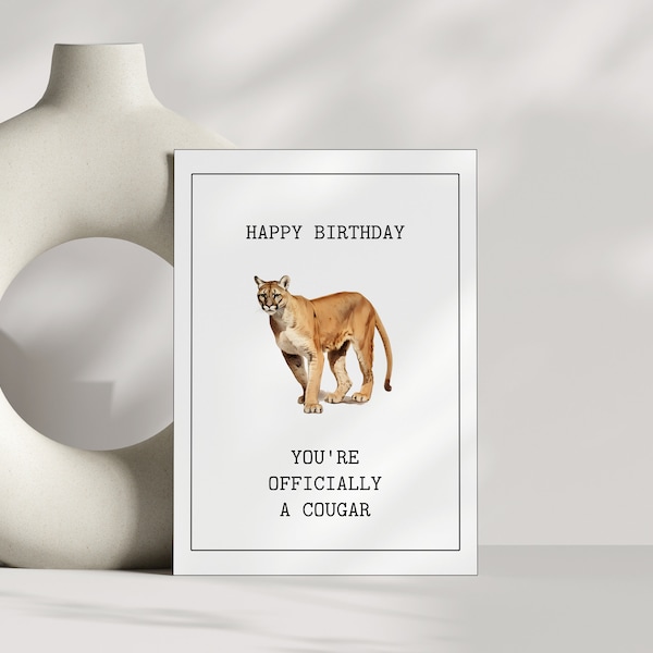 Cougar Birthday Card - Etsy