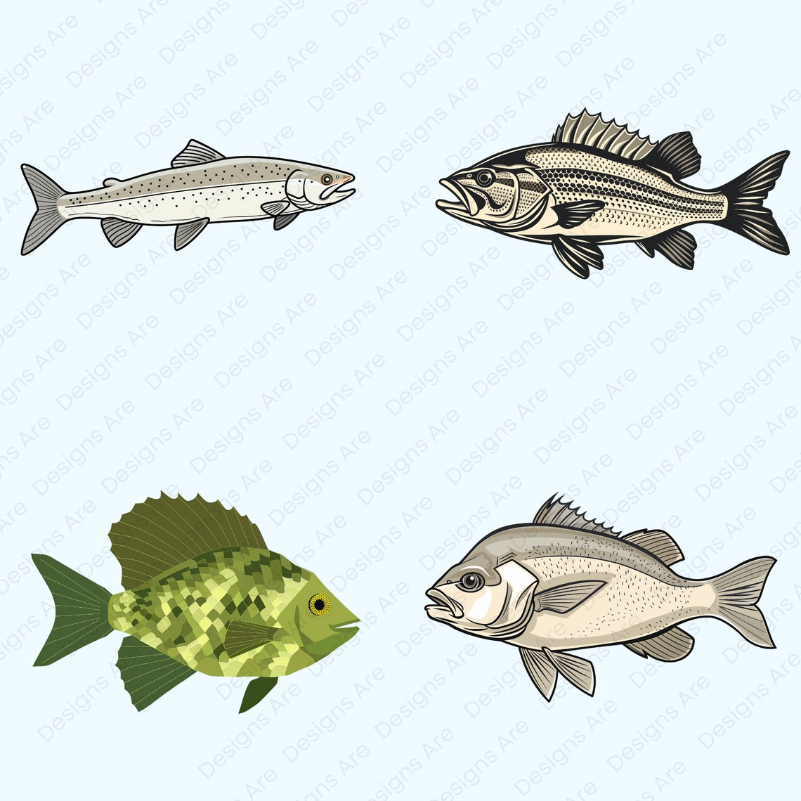 Lake Fish Clip Arts, Lake Fish PNG, Fish Illustration, Printable Art ...
