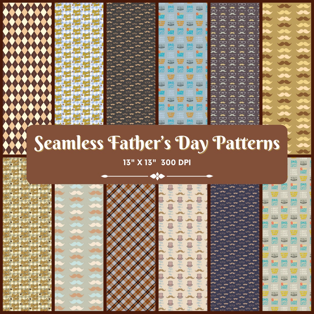 12 Seamless Father's Day Patterns, Dad Digital Paper, Fathers Day Gift ...