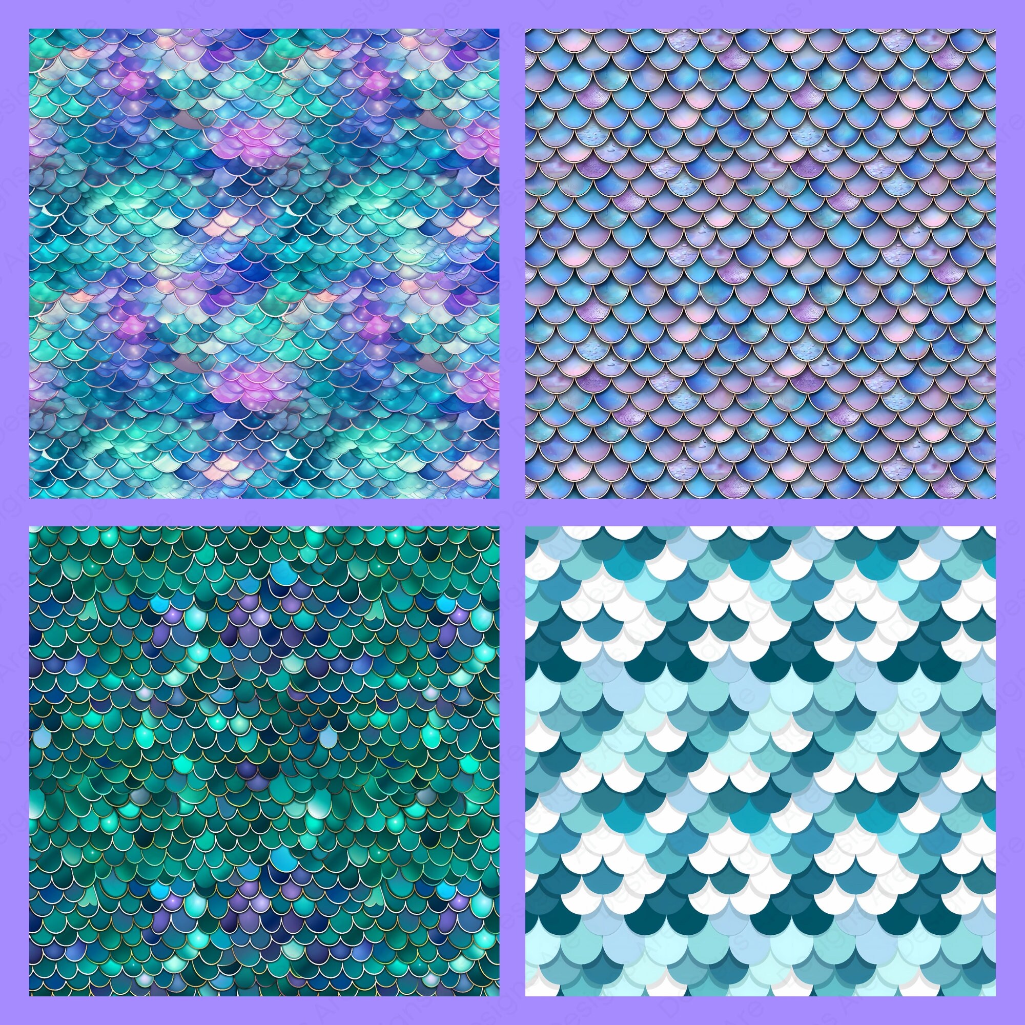 12 Seamless Mermaid Scale Patterns, Seamless Patterns, Ocean Patterns ...