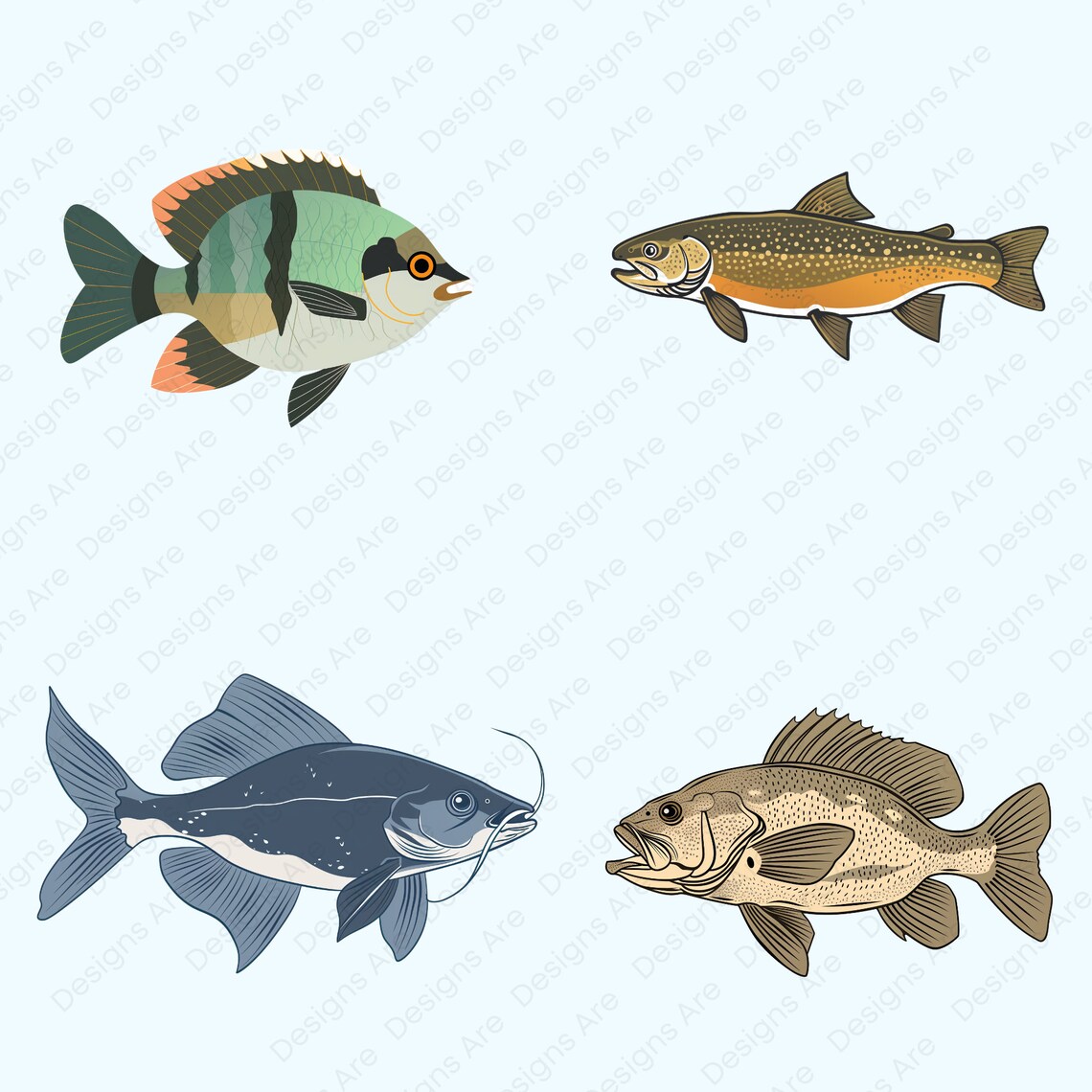 Lake Fish Clip Arts, Lake Fish PNG, Fish Illustration, Printable Art ...