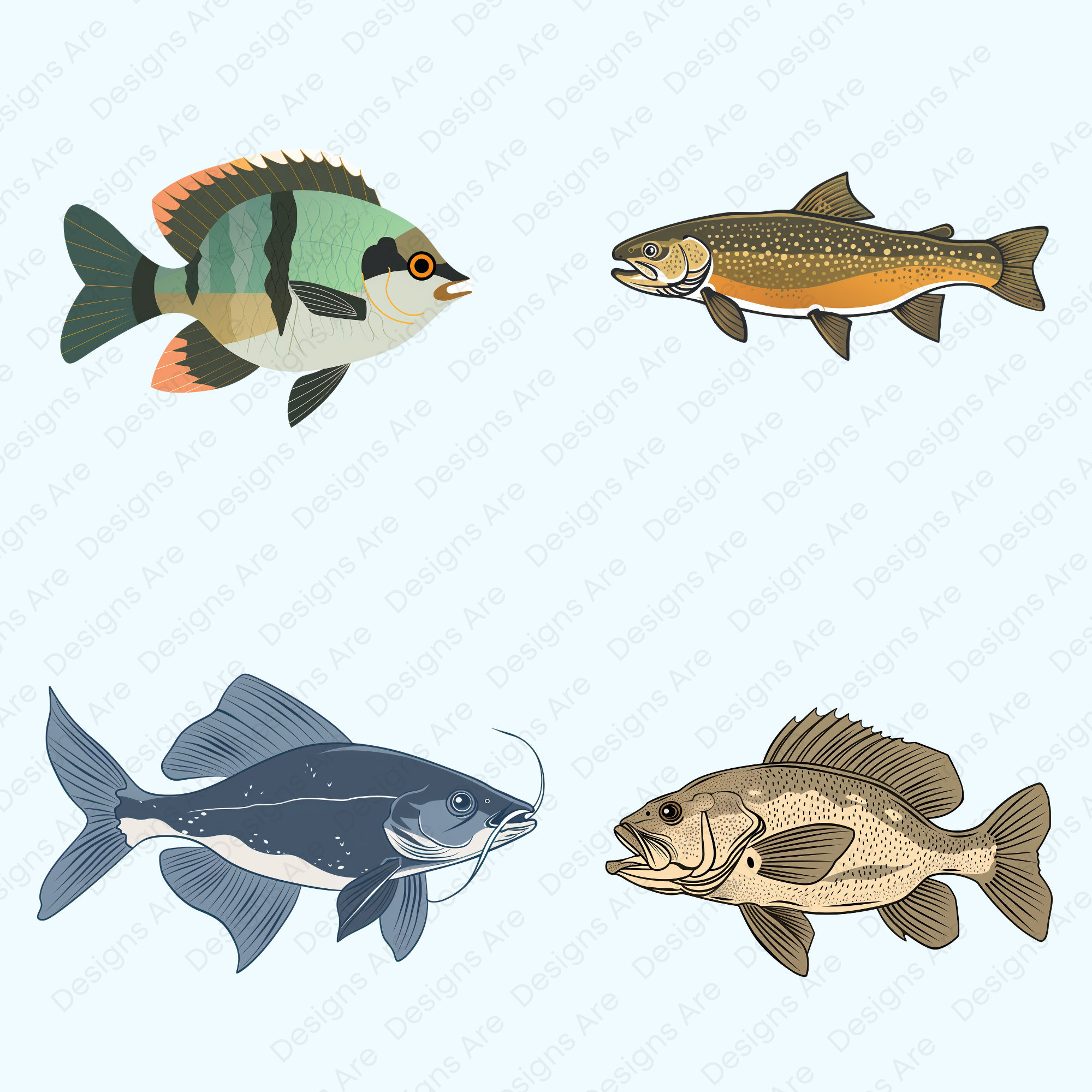 Lake Fish Clip Arts, Lake Fish PNG, Fish Illustration, Printable Art ...