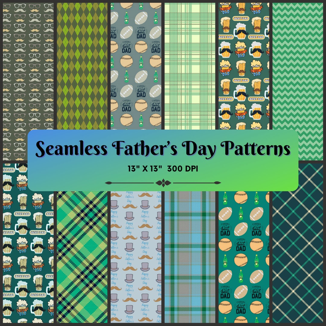 12 Seamless Father's Day Patterns, Dad Digital Paper, Fathers Day Gift ...