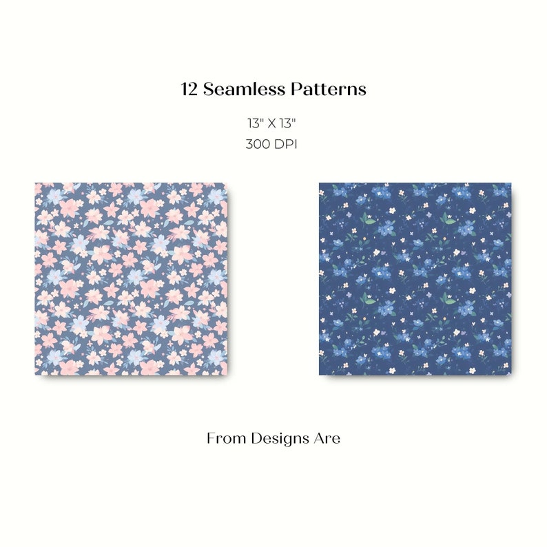 12 Seamless Cute Floral Patterns, Digital Papers, Festive Prints ...