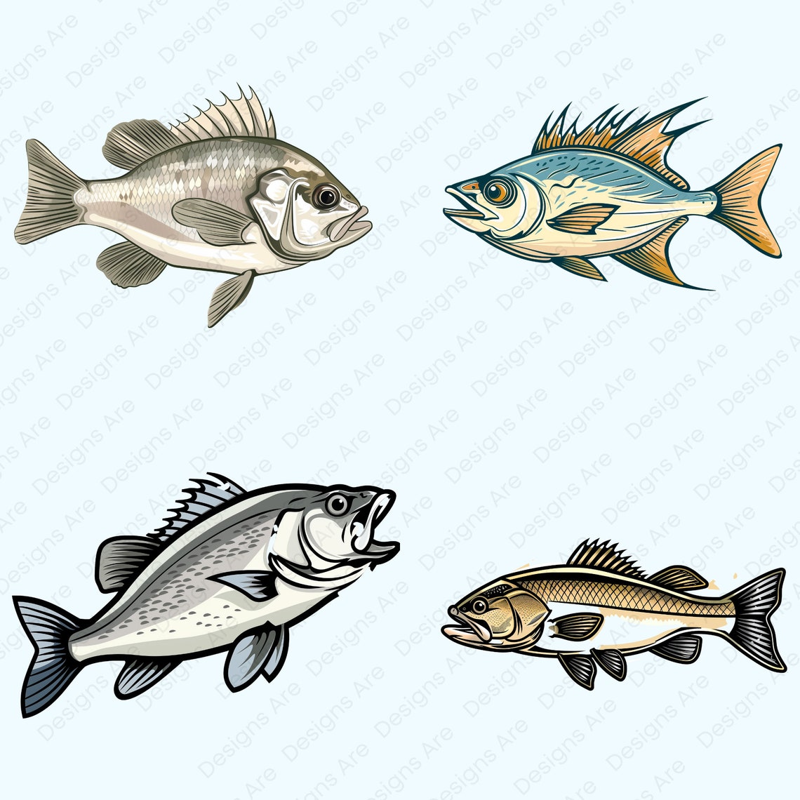 Lake Fish Clip Arts, Lake Fish PNG, Fish Illustration, Printable Art ...