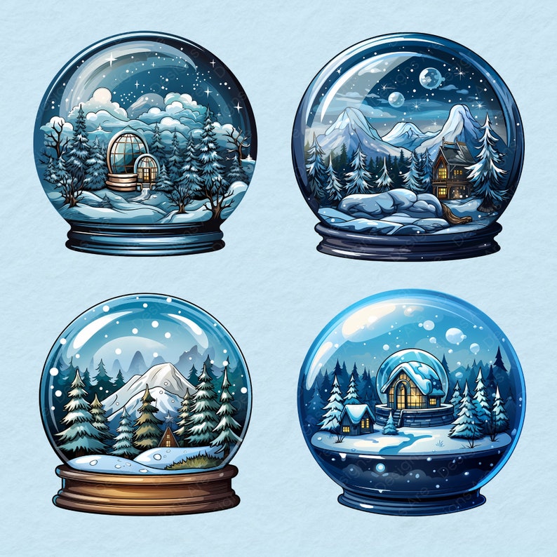 20 Snow Globe Clip Arts, Clip Art Download, Digital Snow Globe ...