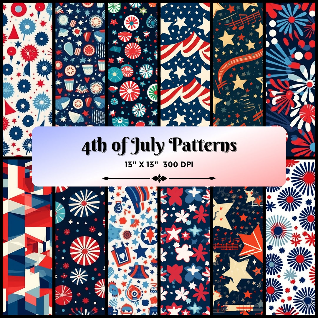 12 Seamless 4th of July Patterns, Patriotic Designs, Independence Day ...