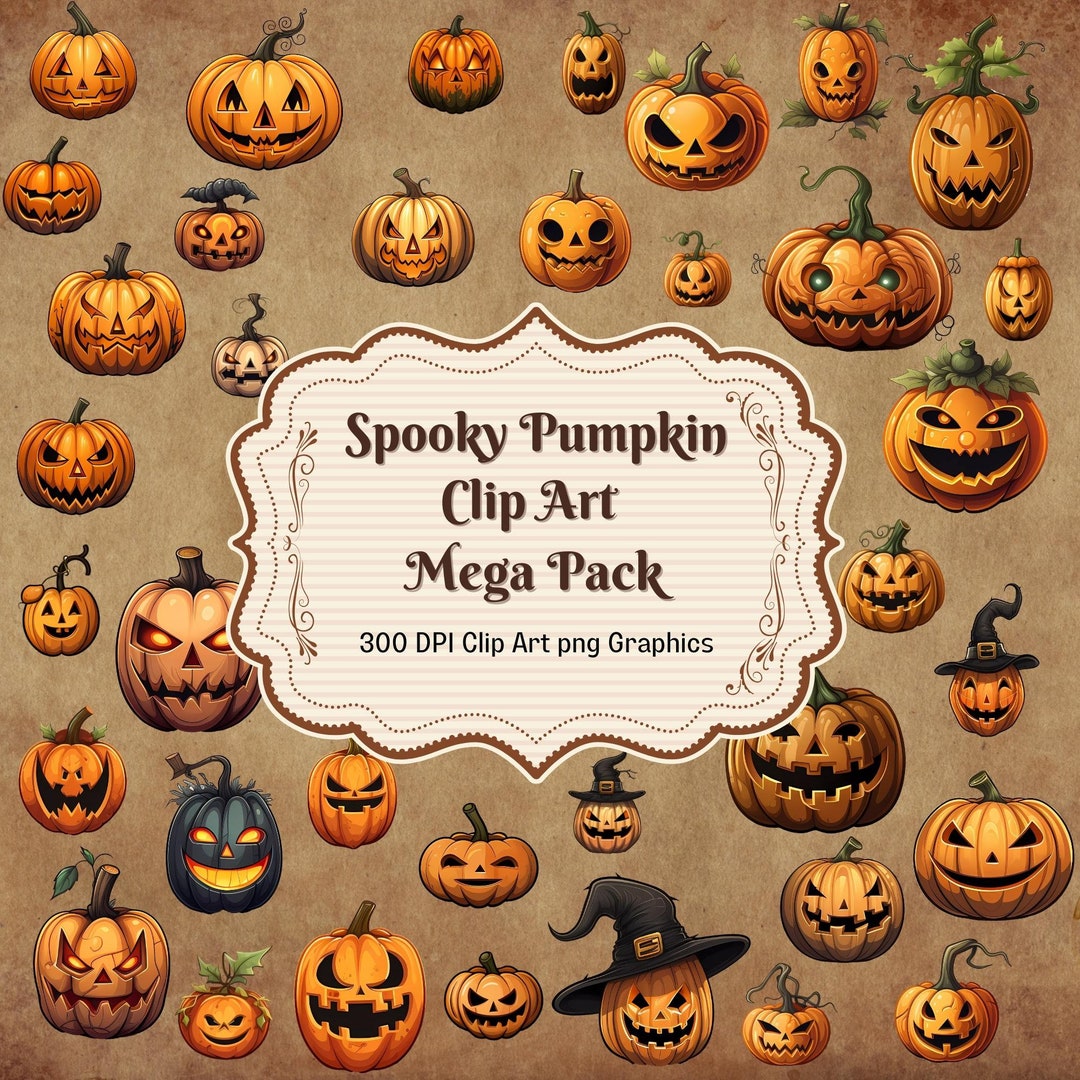 75 Spooky Pumpkins Clip Art Mega Pack, Halloween , Bundle , Digital ...