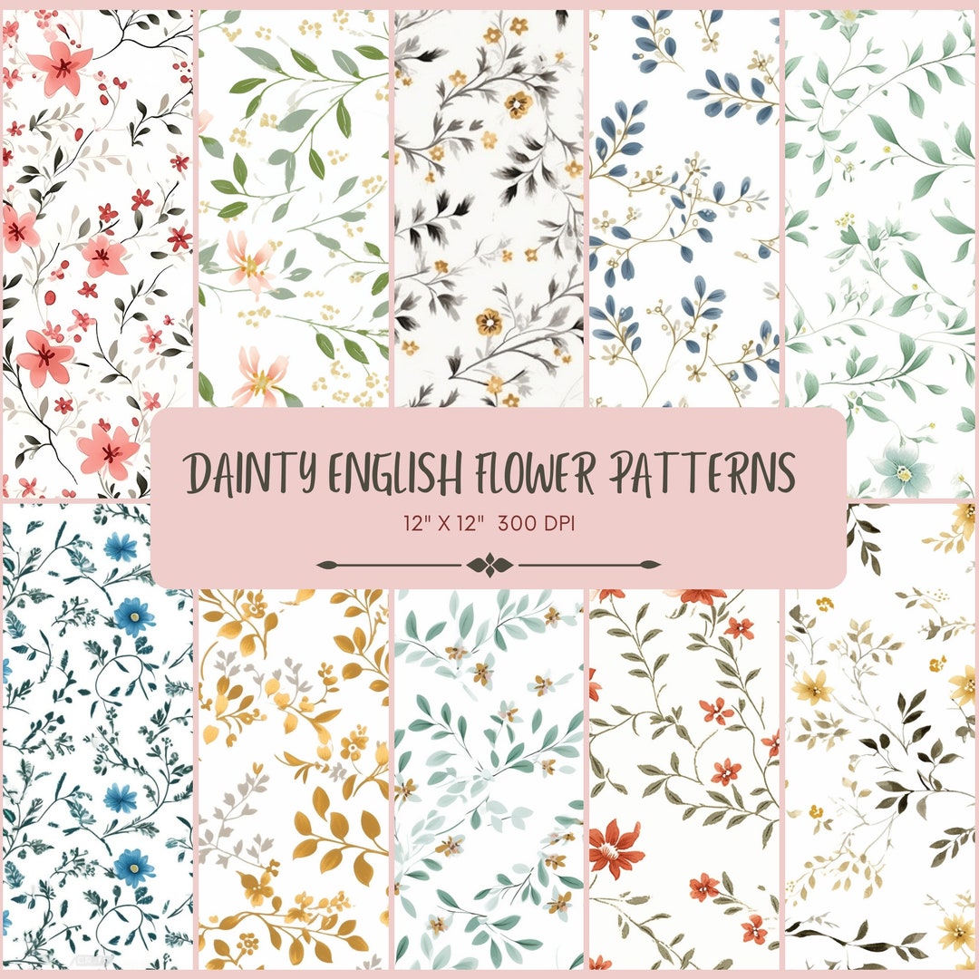 10 Seamless Dainty English Florals, Flowers Seamless Pattern, Floral ...