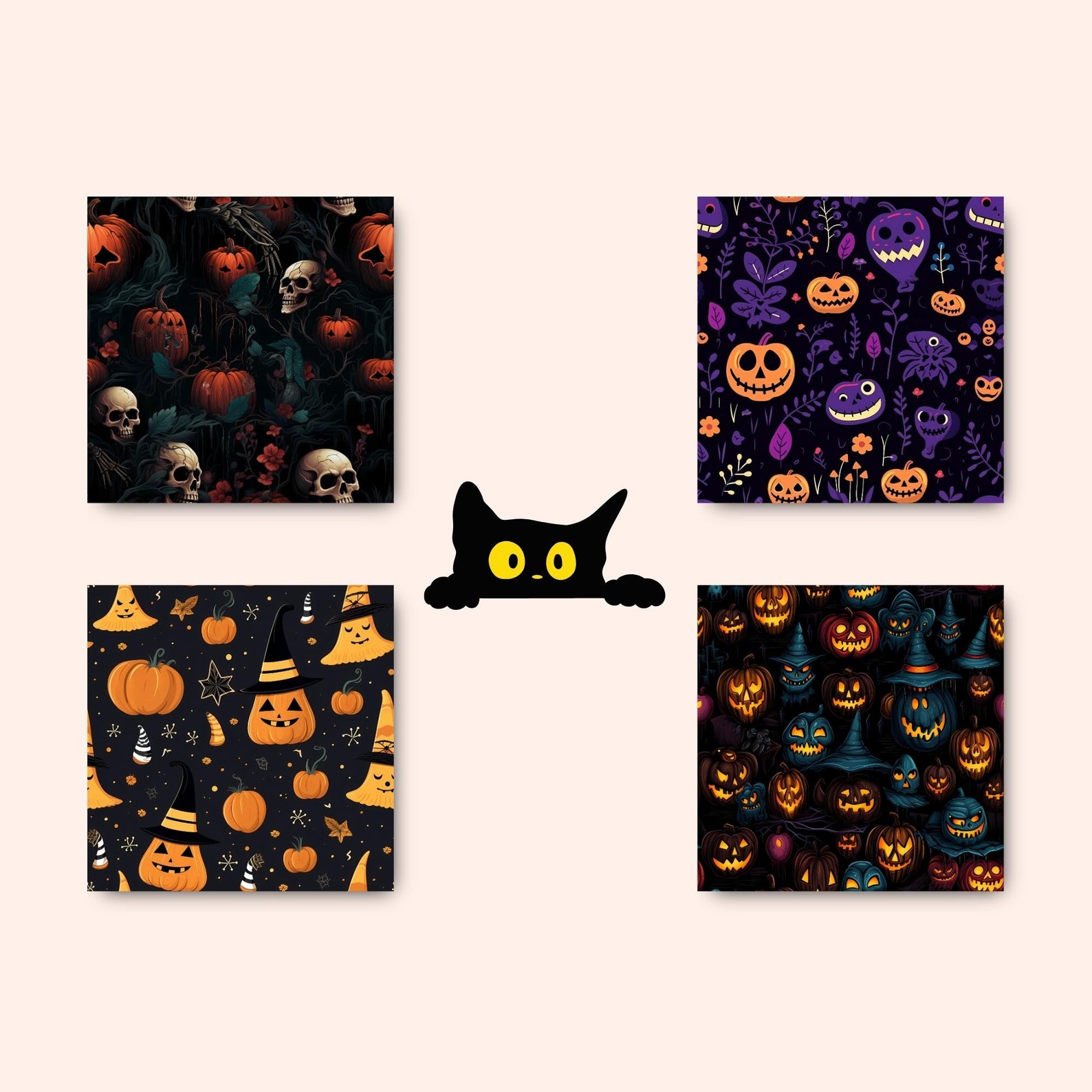 12 Spooky Halloween Patterns, Digital Products, Seamless Patterns ...