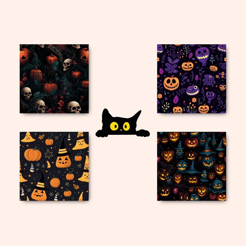 12 Spooky Halloween Patterns, Digital Products, Seamless Patterns ...